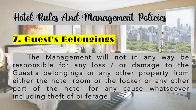 Hotel codes, rules and regulations | PDF | Hospitality Industry ...