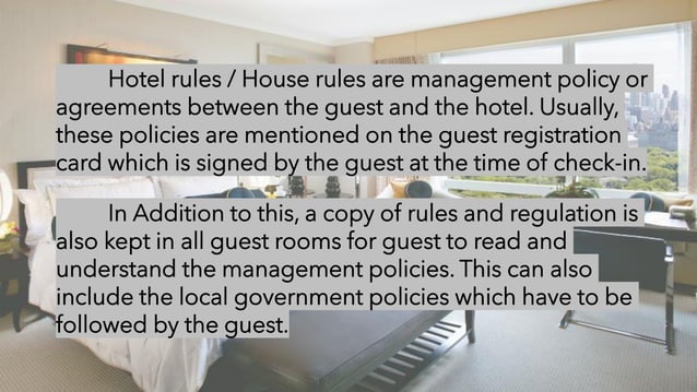 Hotel codes, rules and regulations | PDF | Hospitality Industry ...