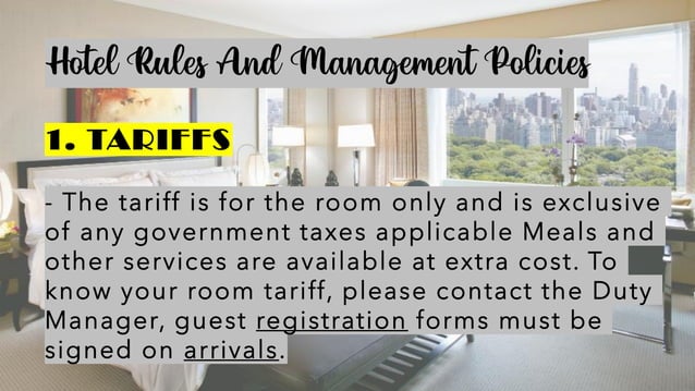 Hotel codes, rules and regulations | PDF | Hospitality Industry ...