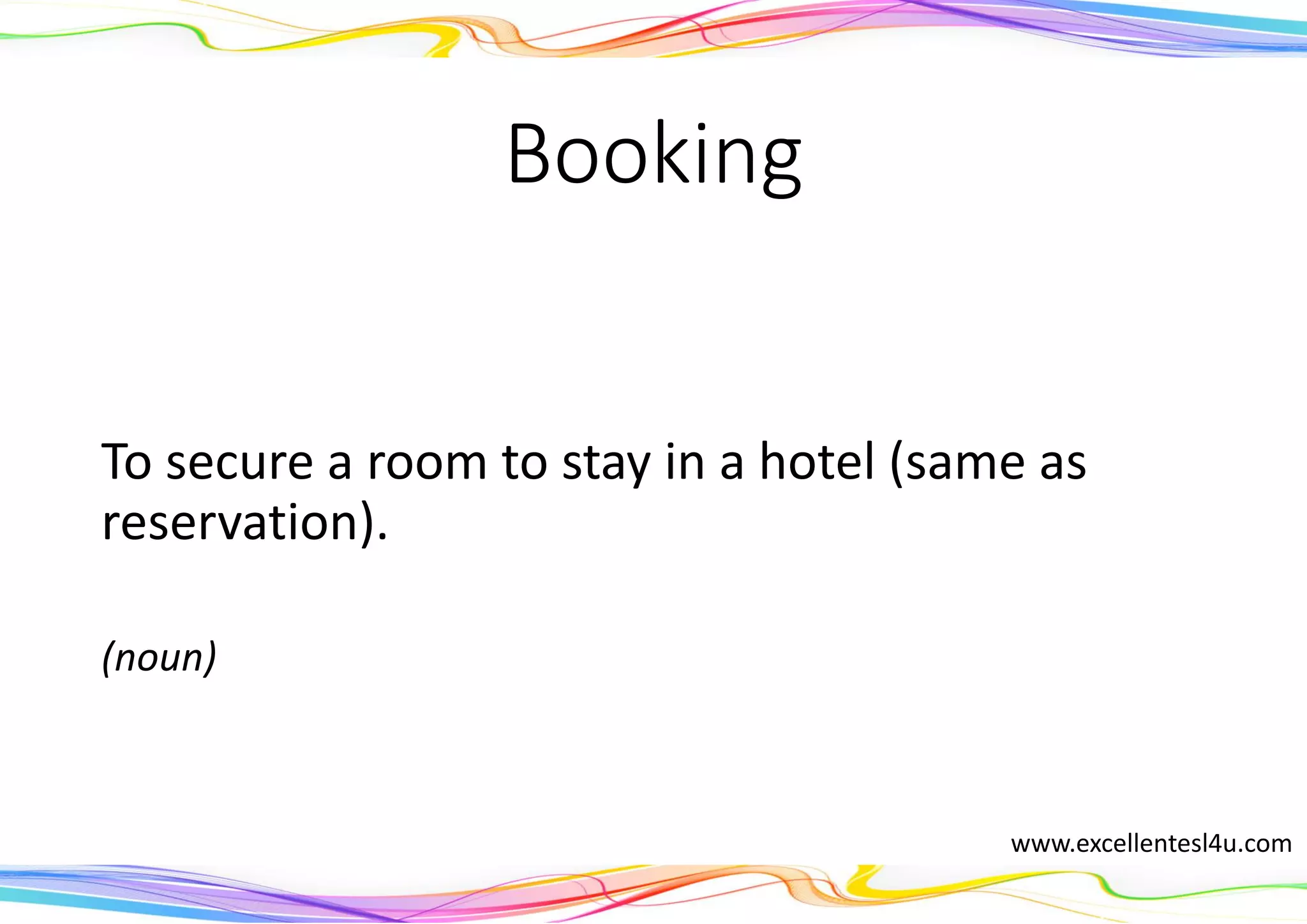 Hotel flashcards | PDF | Hotels and Motels | Travel Type