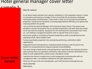 Hotel general manager cover letter | PPTX