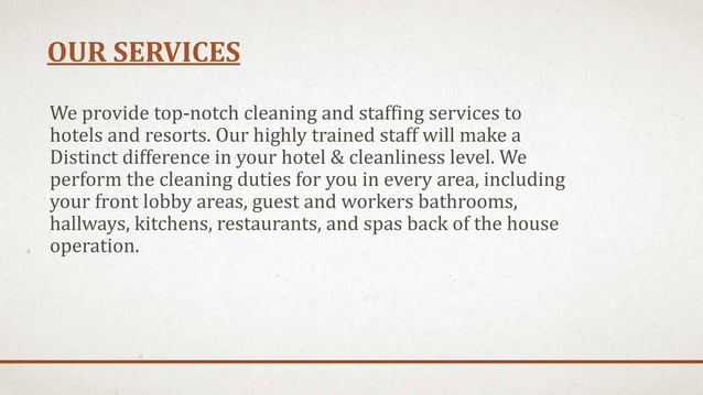 Hotel housekeeping services. ppt | PPTX | Hotels and Motels | Travel Type
