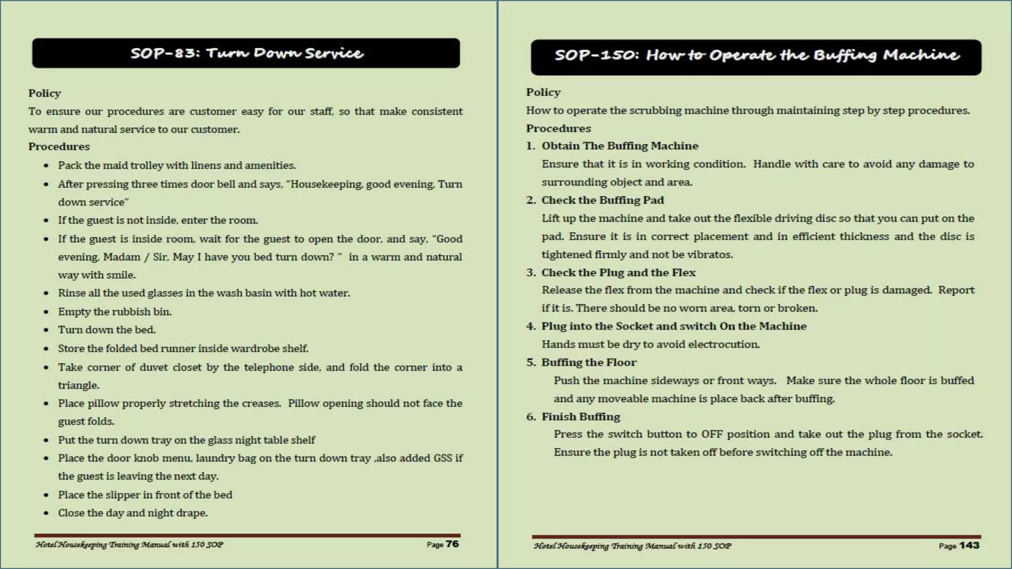 Hotel Housekeeping Training Manual | PPSX