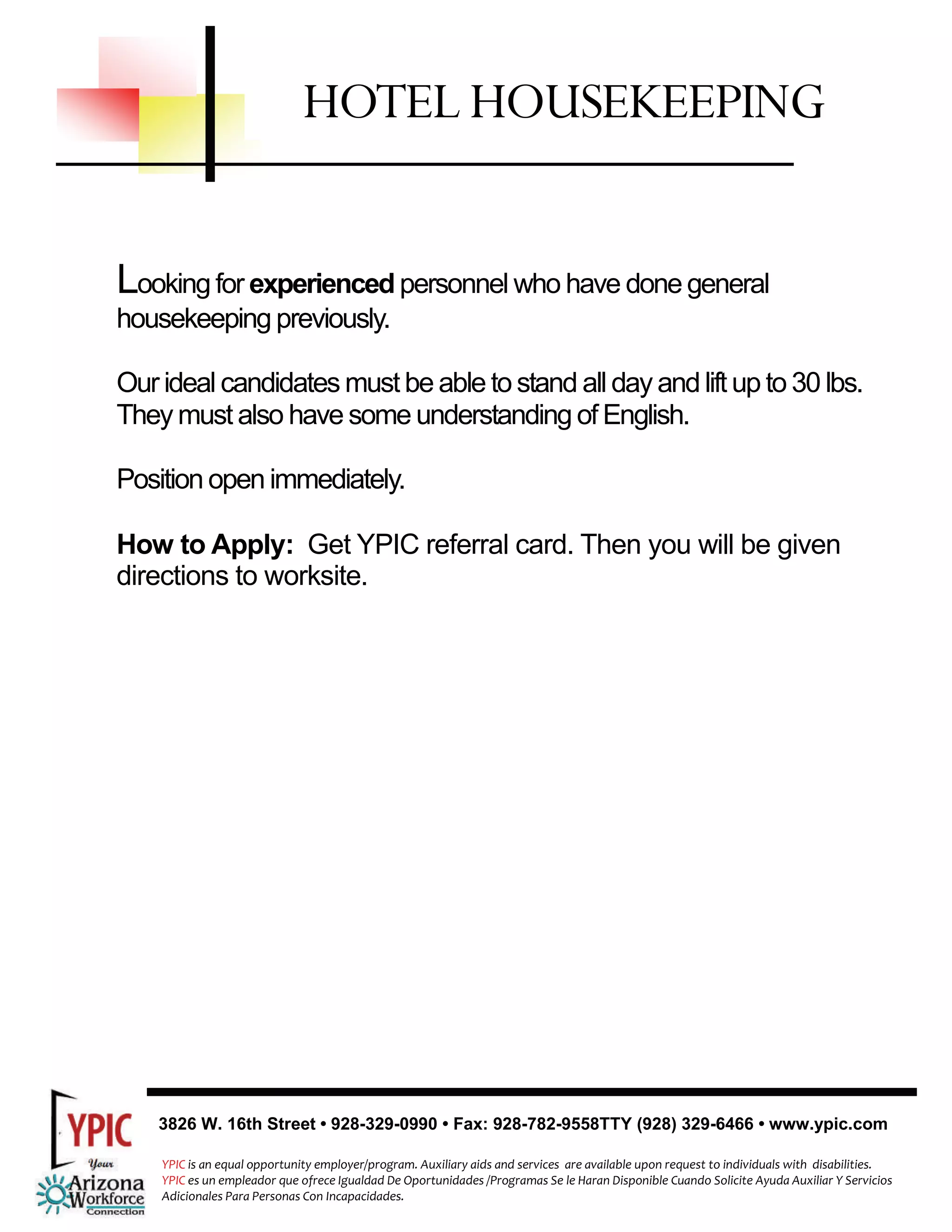 Hotel Housekeeping Jobs for Experienced Staff | PDF