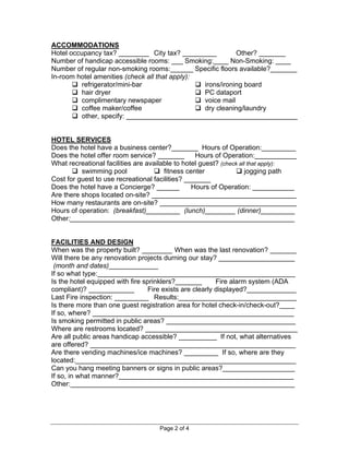 Hotel inspection checklist | PDF