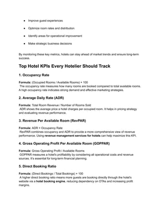 The Importance of Hotel KPIs in Maximizing Revenue | PDF
