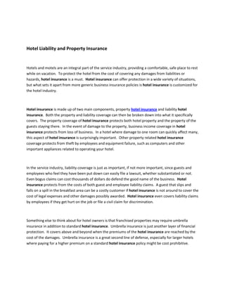 Hotel liability and property insurance | DOCX