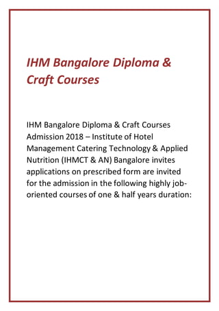 HOTEL MANAGEMENT IHM LIVE AND ONLINE CLASSES | PDF
