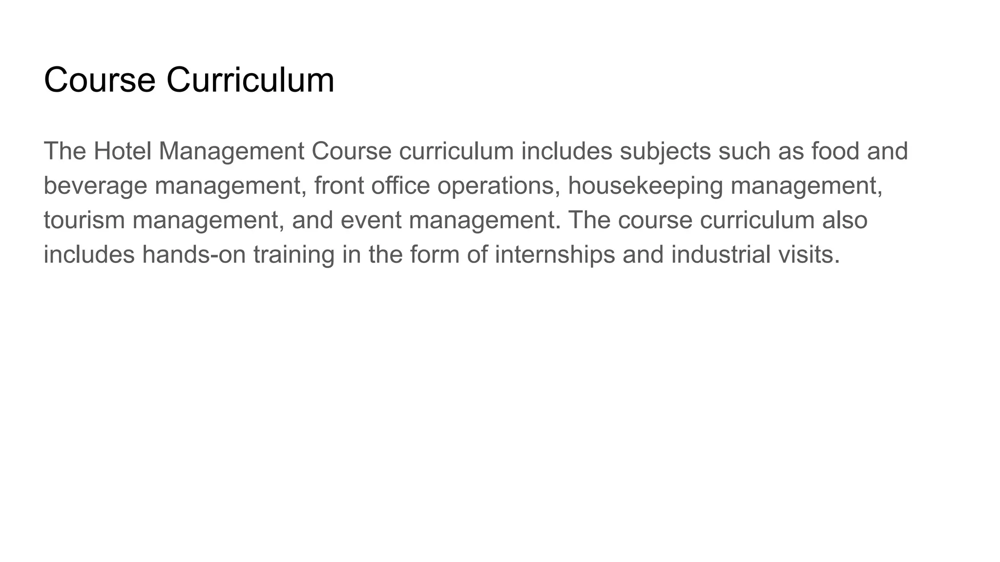 Hotel Management Course | PDF