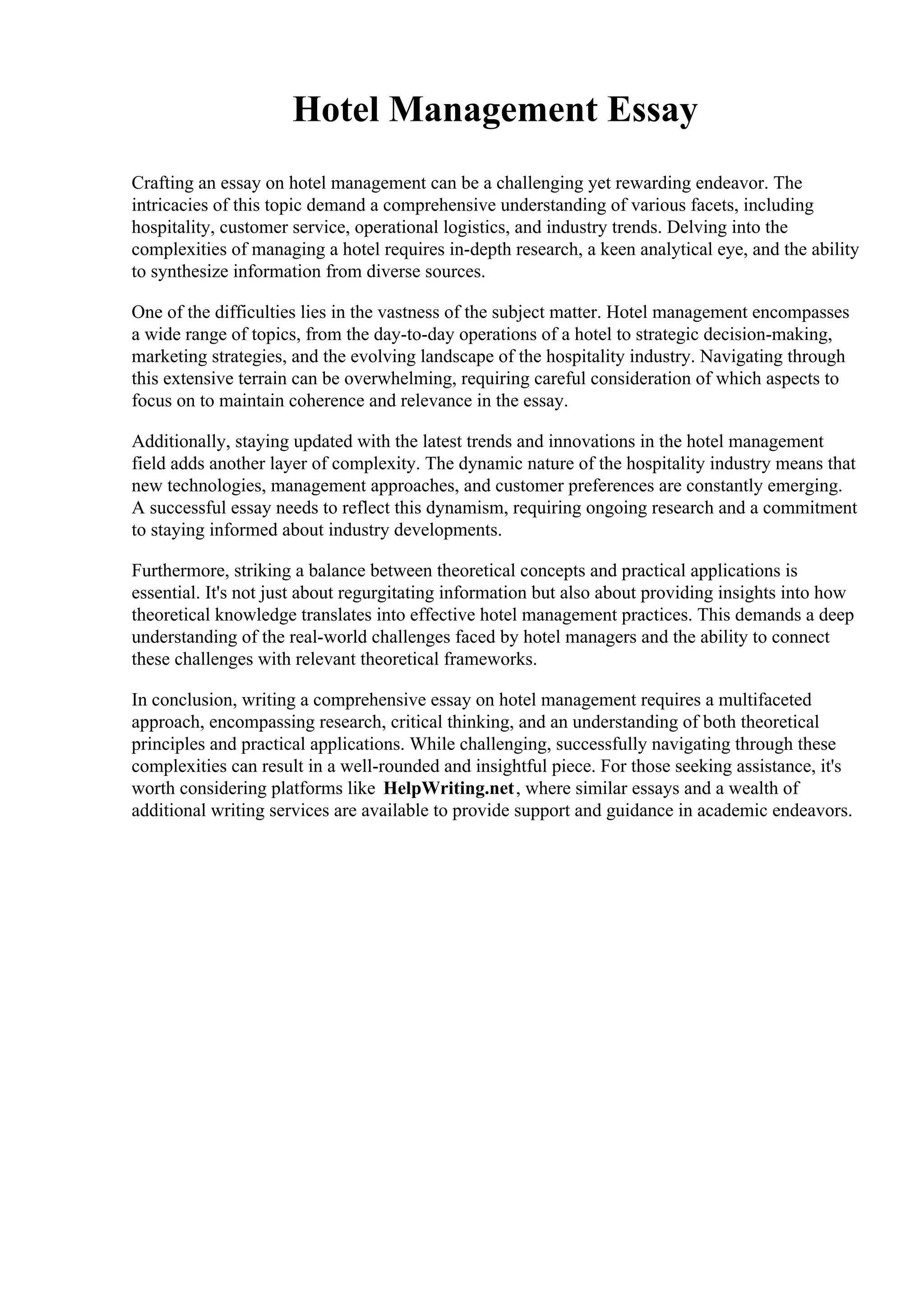 Hotel Management Essay.pdf