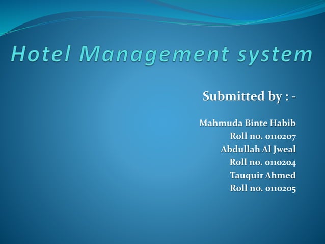 Hotel management system presentation | PPTX