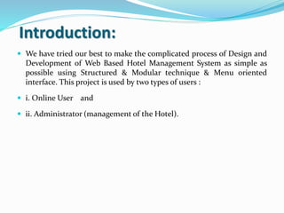 Hotel management system presentation | PPTX