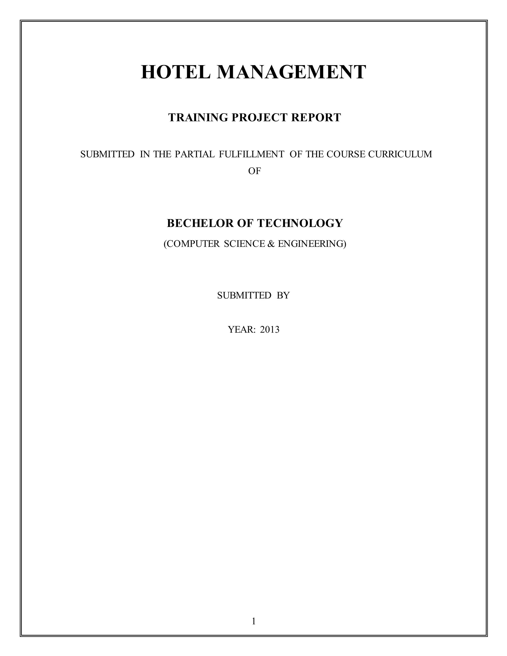 Hotel management report | DOC