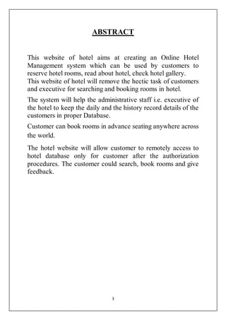 Hotel management synopsis | DOCX