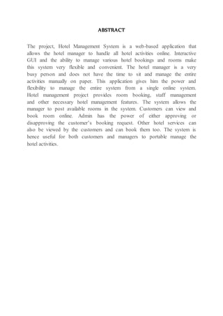 Hotel management system | DOCX | Hotel Properties | Real Estate