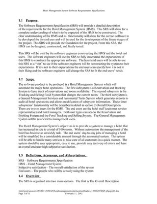 Hotel managementsystemcorrectfinalsrs | DOC