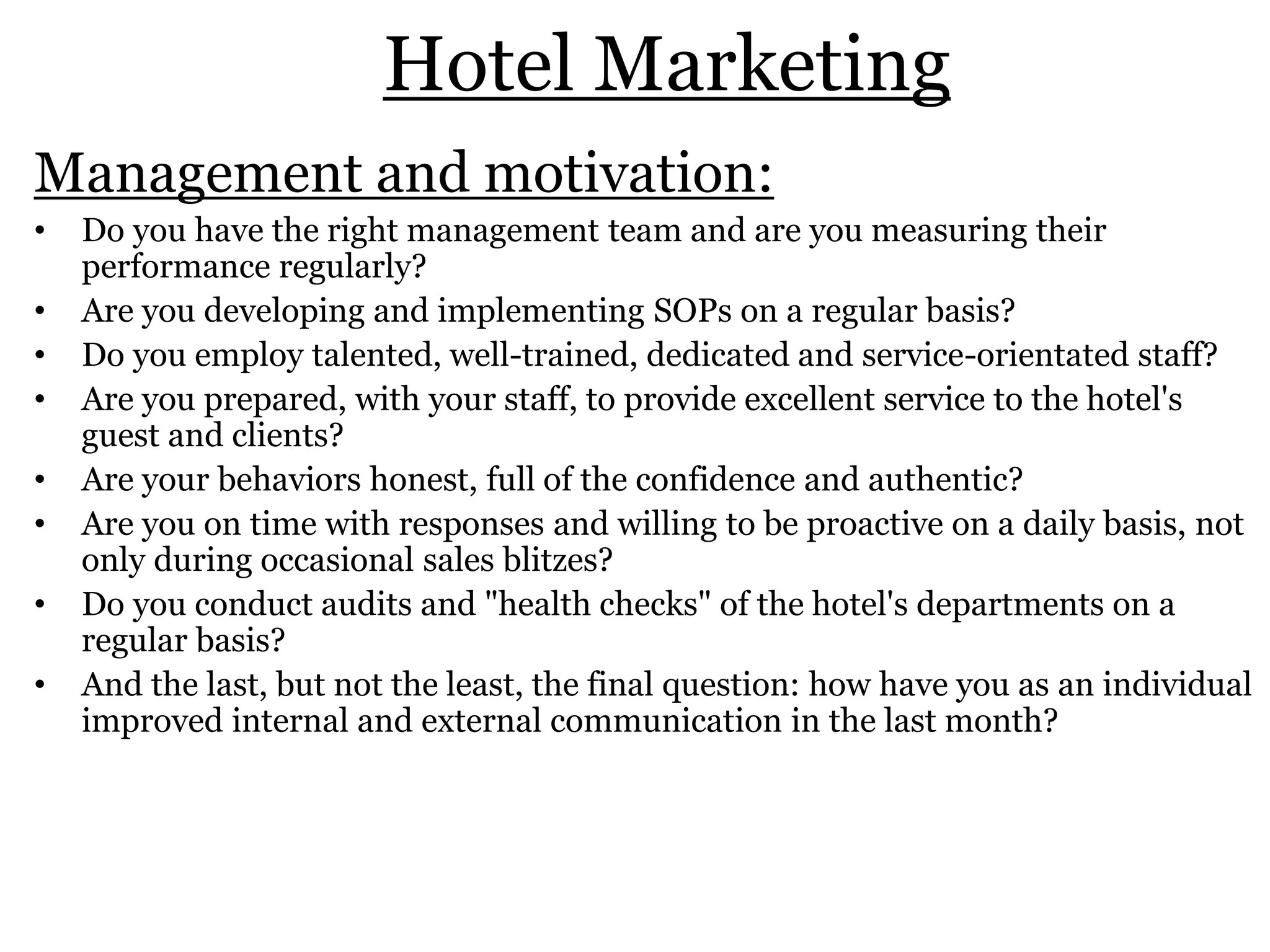 Hotel Sales & Marketing | PPTX