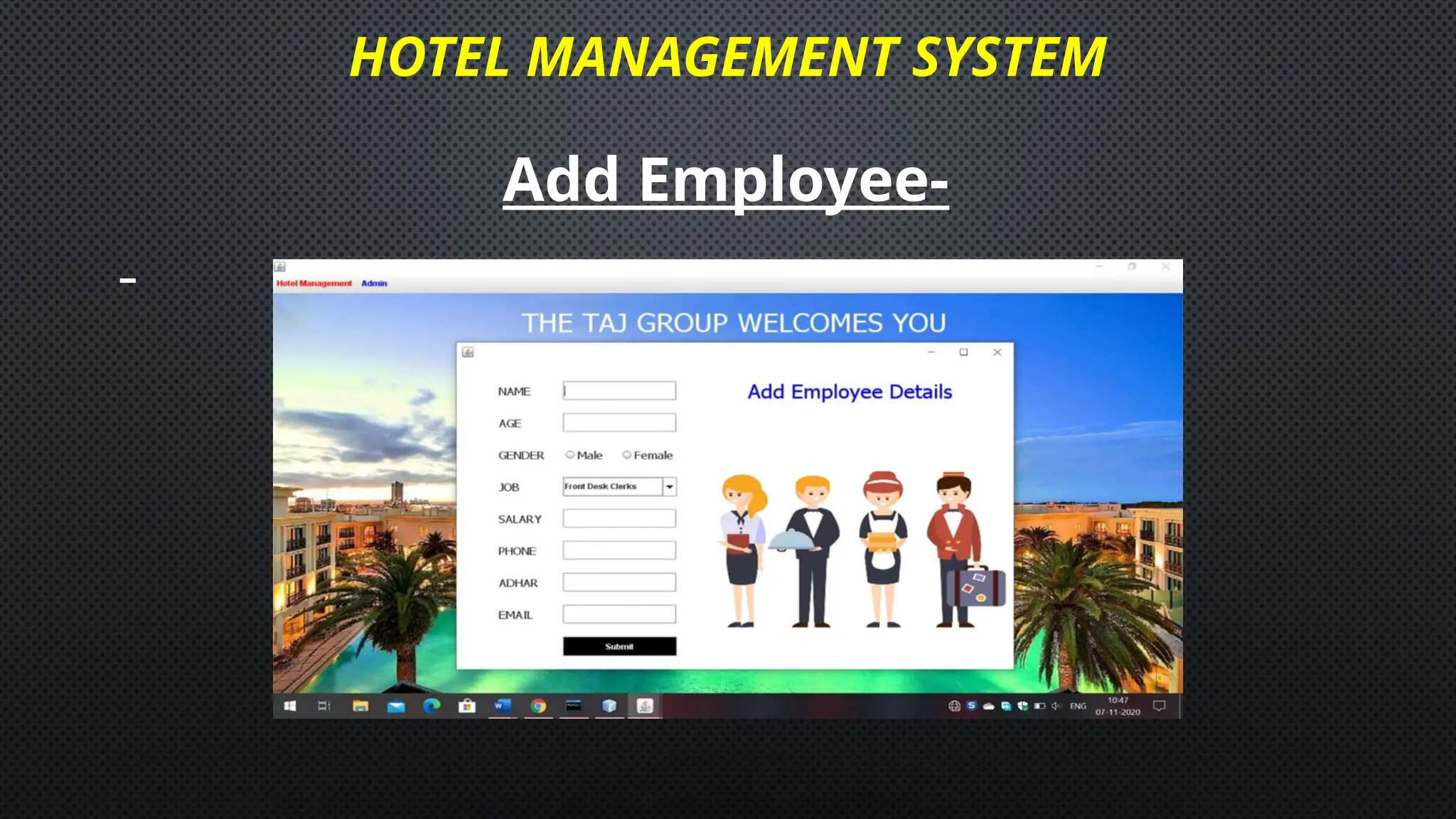 Hotel Management System PPT for BCA final year Students | PPTX