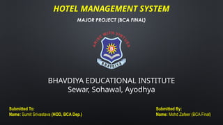 Hotel Management System PPT for BCA final year Students | PPTX