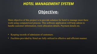 Hotel Management System PPT for BCA final year Students | PPTX