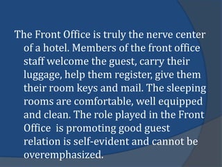 Hotel operation front office | PPTX