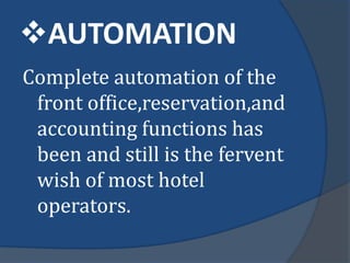 Hotel operation front office | PPTX