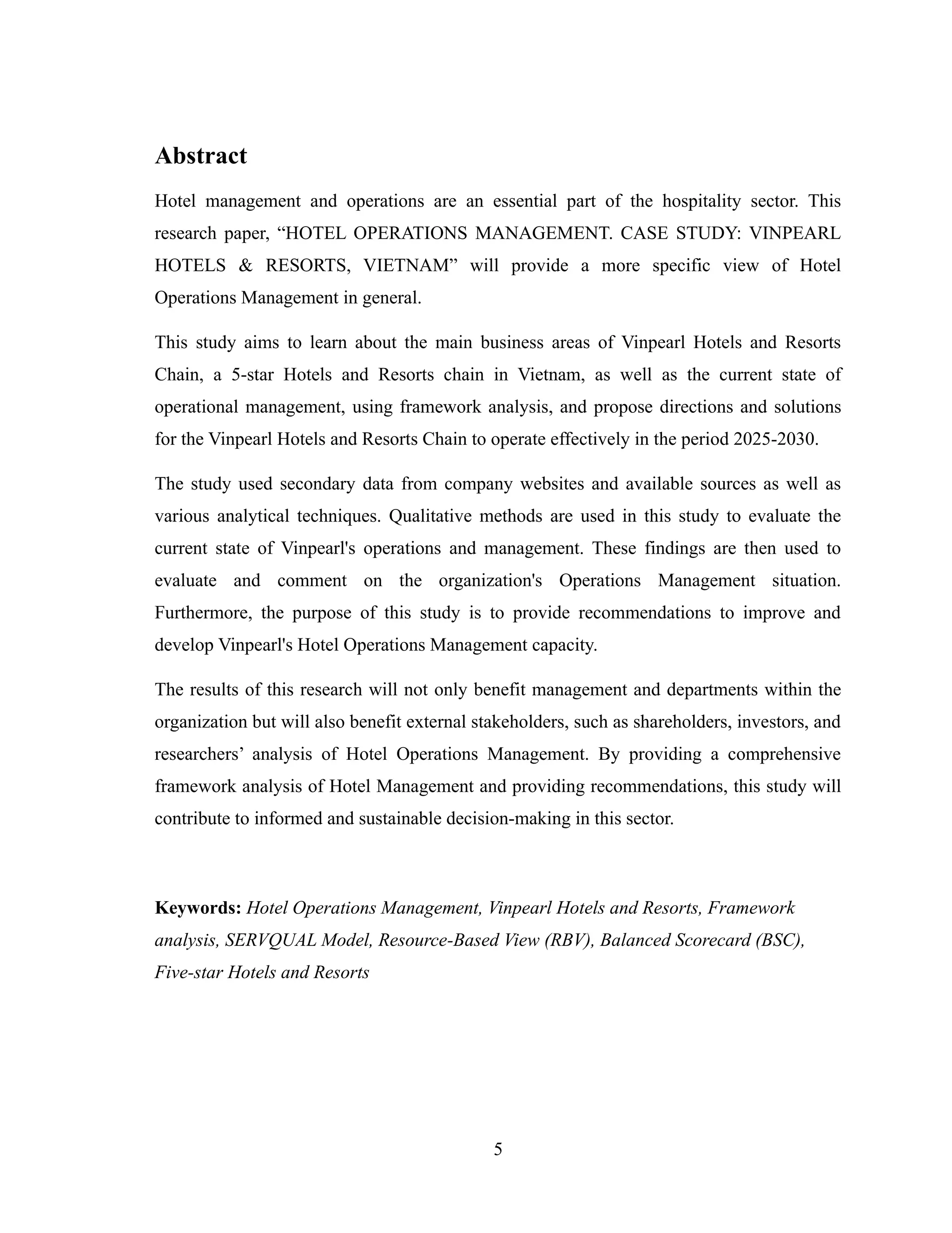 HOTEL OPERATIONS MANAGEMENT CASE STUDY VINPEARL HOTELS AND RESORTS ...