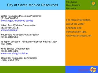 Water Efficiency for Hotels in Santa Monica Presentation | PPT