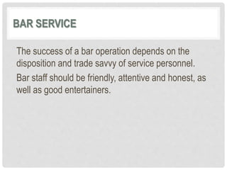 Hotel restaurant and management ( bar service) | PPTX