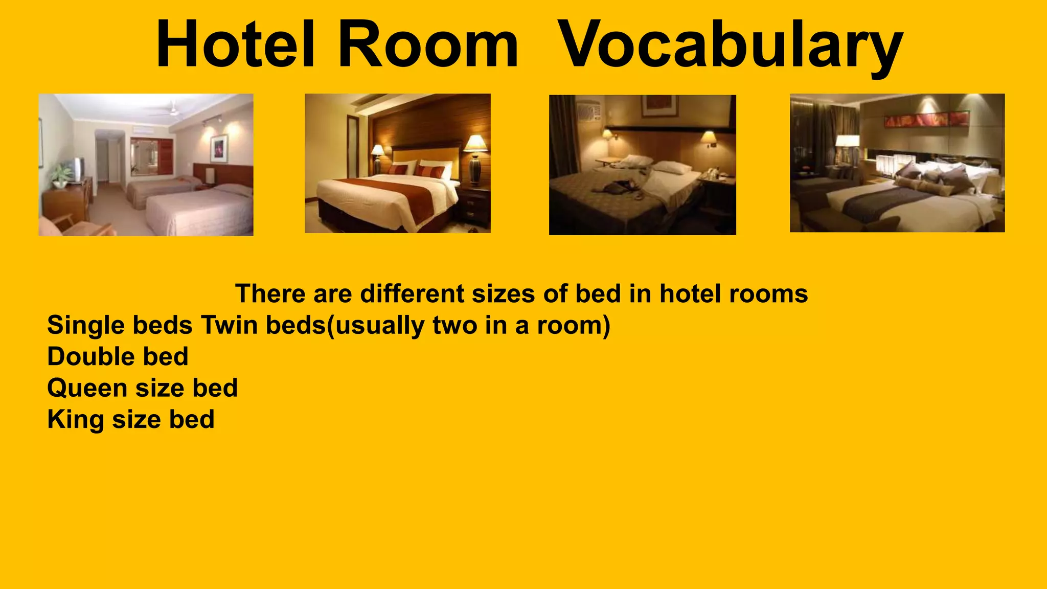Hotel room vocabulary | PPTX