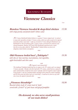 Restaurant Menu - Hotel Stefanie Vienna | PDF | Cooking | Food & Drink