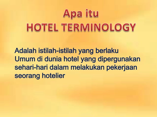 Hotel Terminologi | PPTX