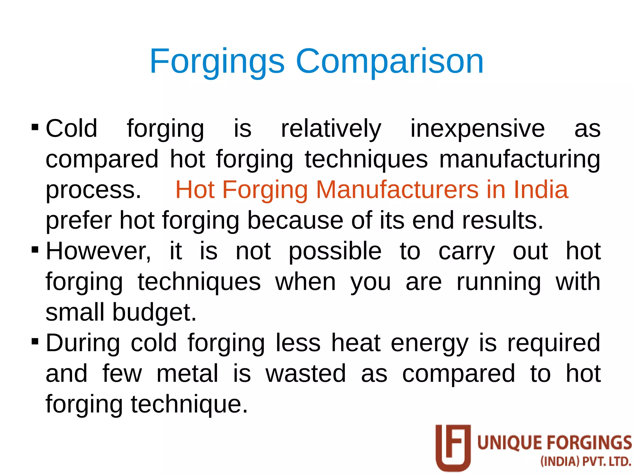 Different types of hot forging manufacturers in India | PPT