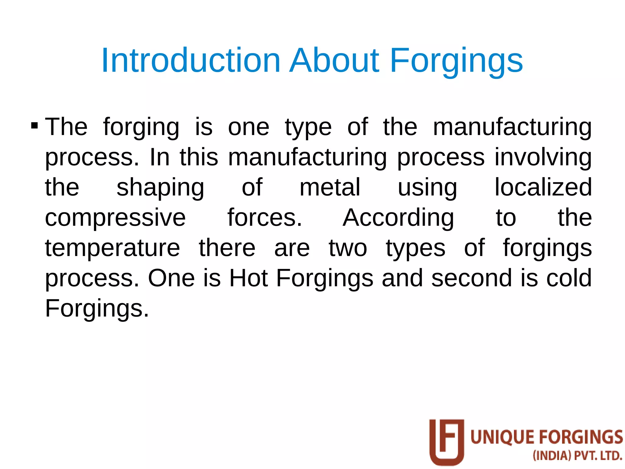 Different types of hot forging manufacturers in India | PPT