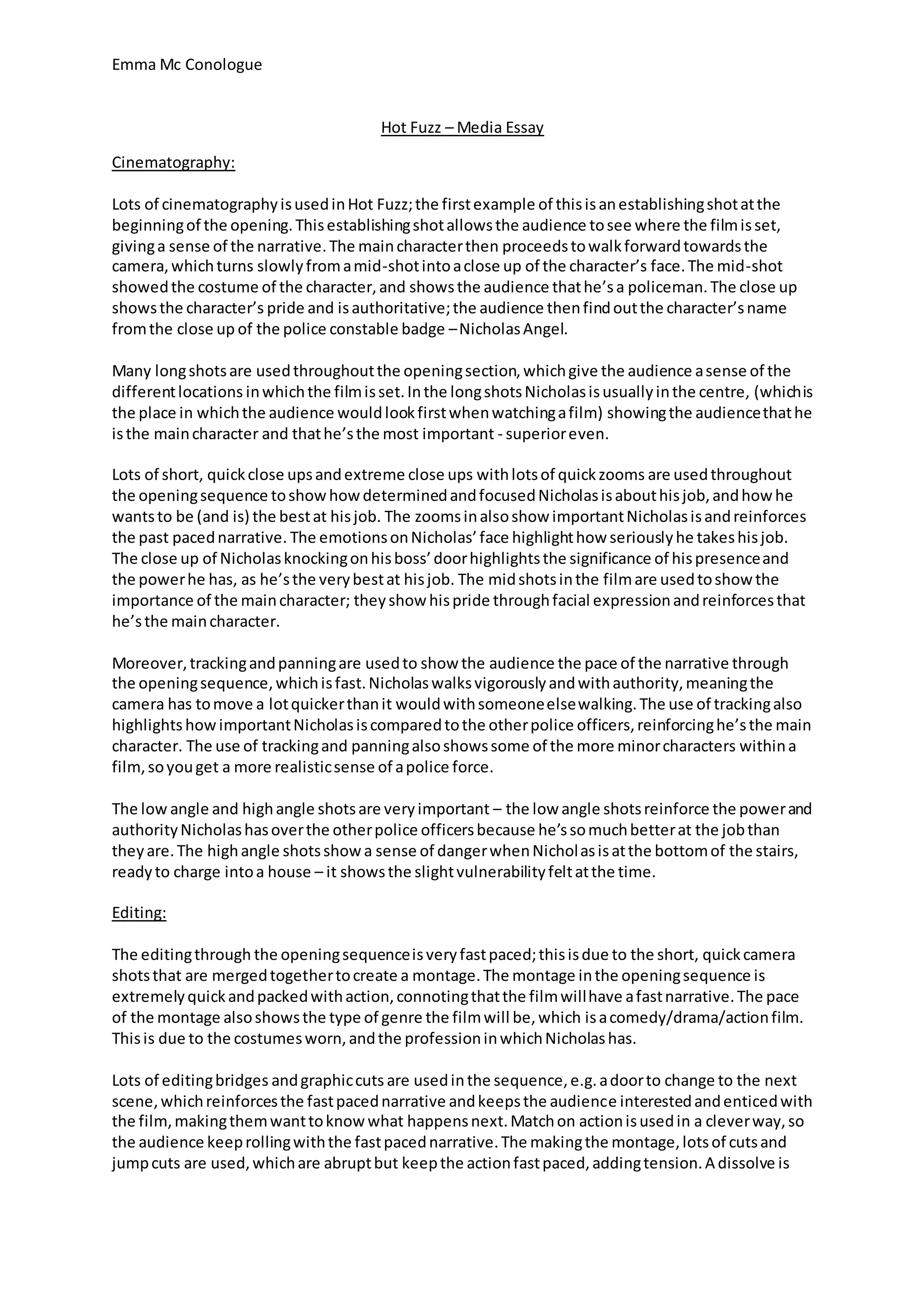 Hot Fuzz - Media Essay | DOCX