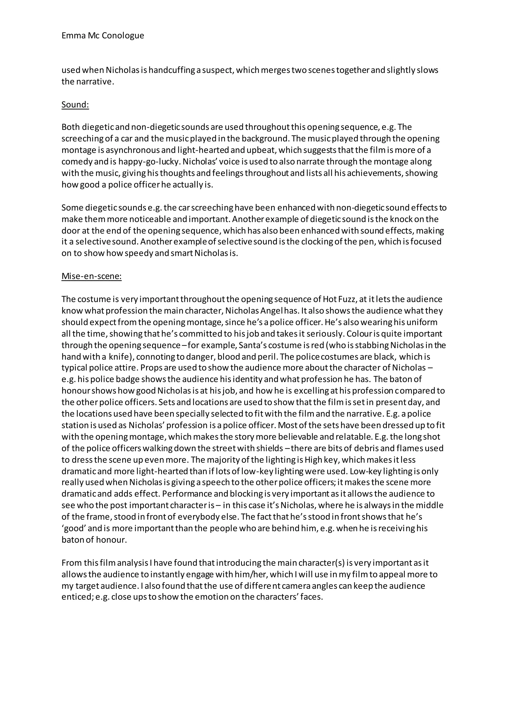 Hot Fuzz Opening Sequence Analysis | DOCX
