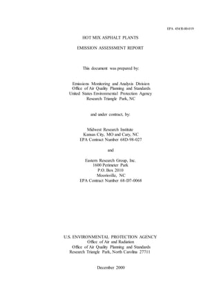 Hot mix plant report - **HOT MIX ASPHALT PLANTS EMISSION ASSESSMENT ...