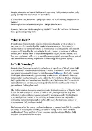 Hot new defi trends to stay an eye fixed on in 2022 | PDF