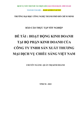 Hoạt Động Kinh Doanh Tại Bộ Phận Kinh Doanh Của Công Ty Chiêu Sáng | PDF