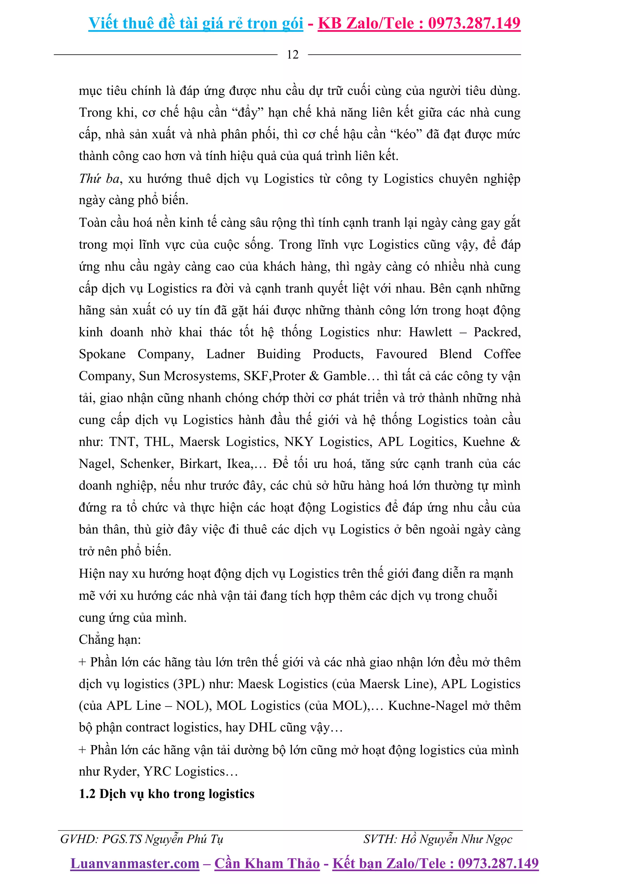 Hoạt động logistics trong dịch vụ kho tại công ty ICD Tân Cảng Sóng ...