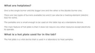 Hot plates – the essential laboratory equipment | PPTX