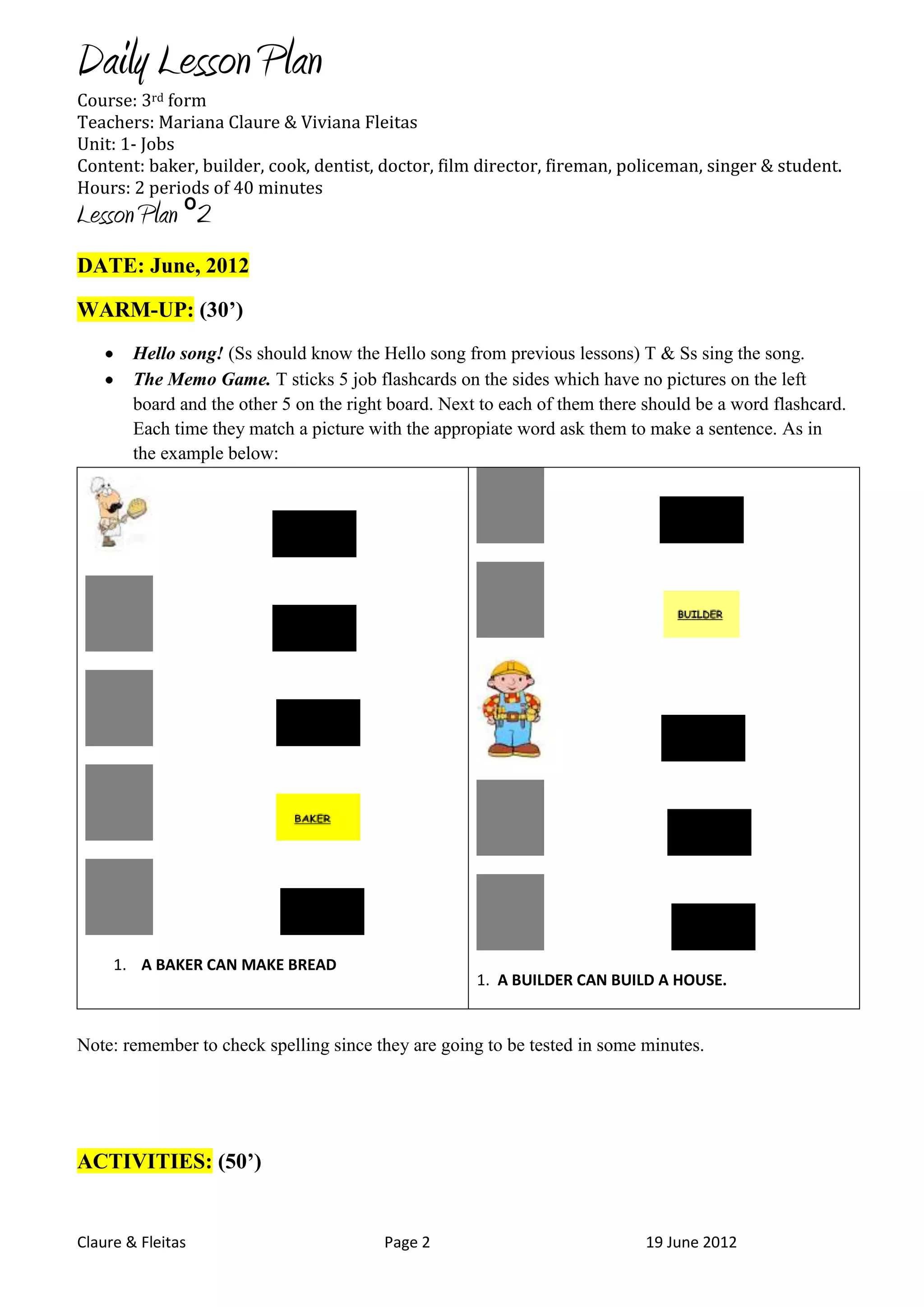 Hot potatoes lesson plan | DOCX