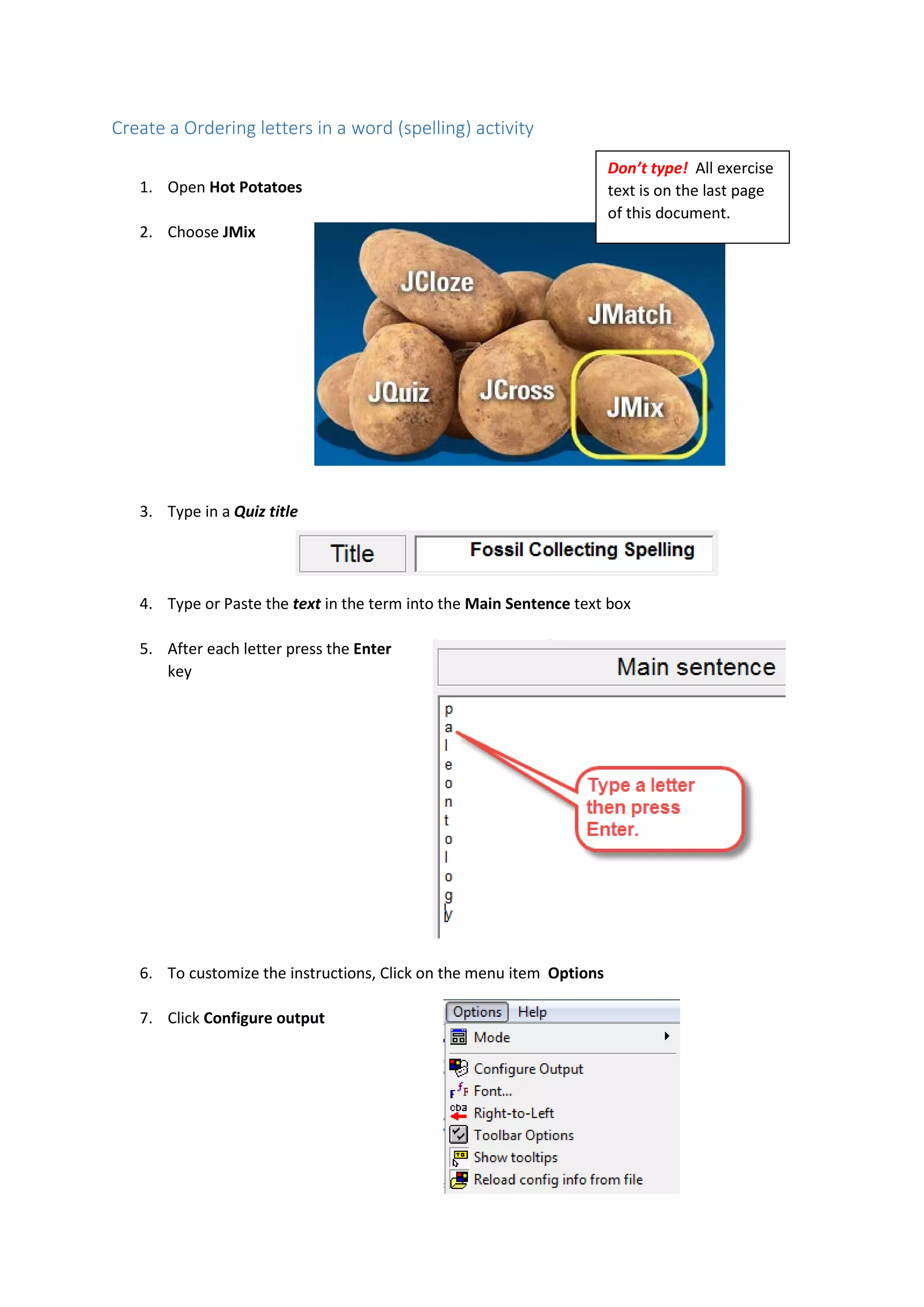 Hot Potatoes Sequence Letters (Spelling words) | PDF