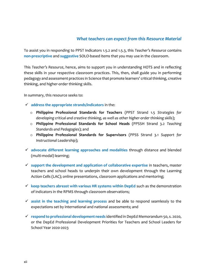 HOTS-PLP-Teachers guide for matatag pfdd | PDF