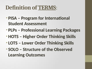 Higher Order Thinking Skills - HOTS PLPS | PPT