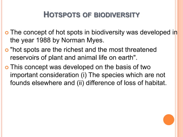 Hotspots of biodiversity | PPTX