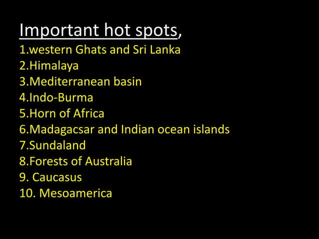 Hot spots of biodiversity | PPTX | Asia Travel | Travel Locations