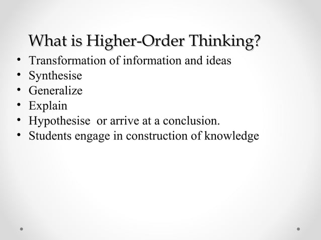 Higher Order Thinking Questions | PPT | Educational Assessment | Education
