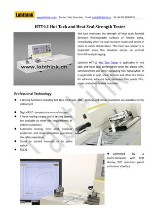 Hot tack and heat seal strength tester htt l1 | PDF