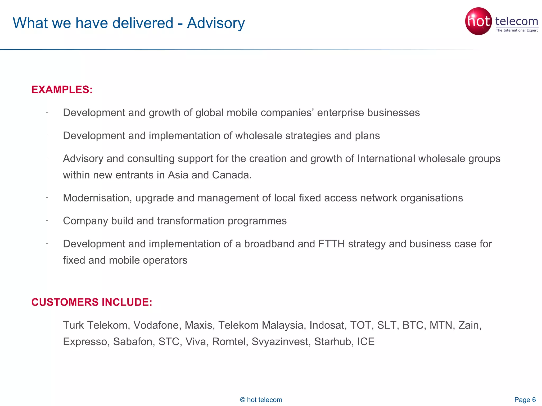 HOT TELECOM - Corporate presentation | PPT | Telecommunications ...